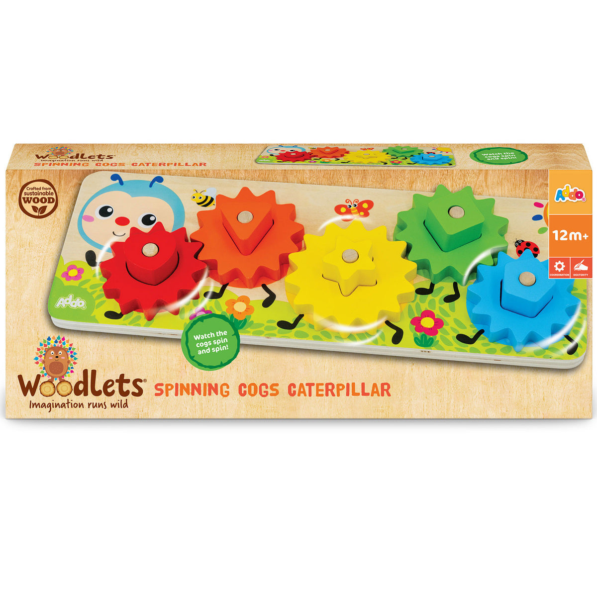 Woodlets Spinning Cogs Caterpillar Wooden Puzzle – The Entertainer Pakistan