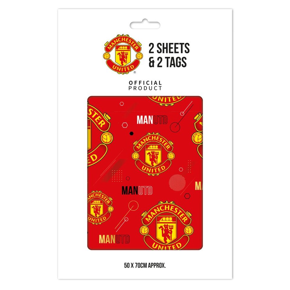 Manchester United FC 2 Sheets & 2 Tags Gift Wrap – The Entertainer Pakistan
