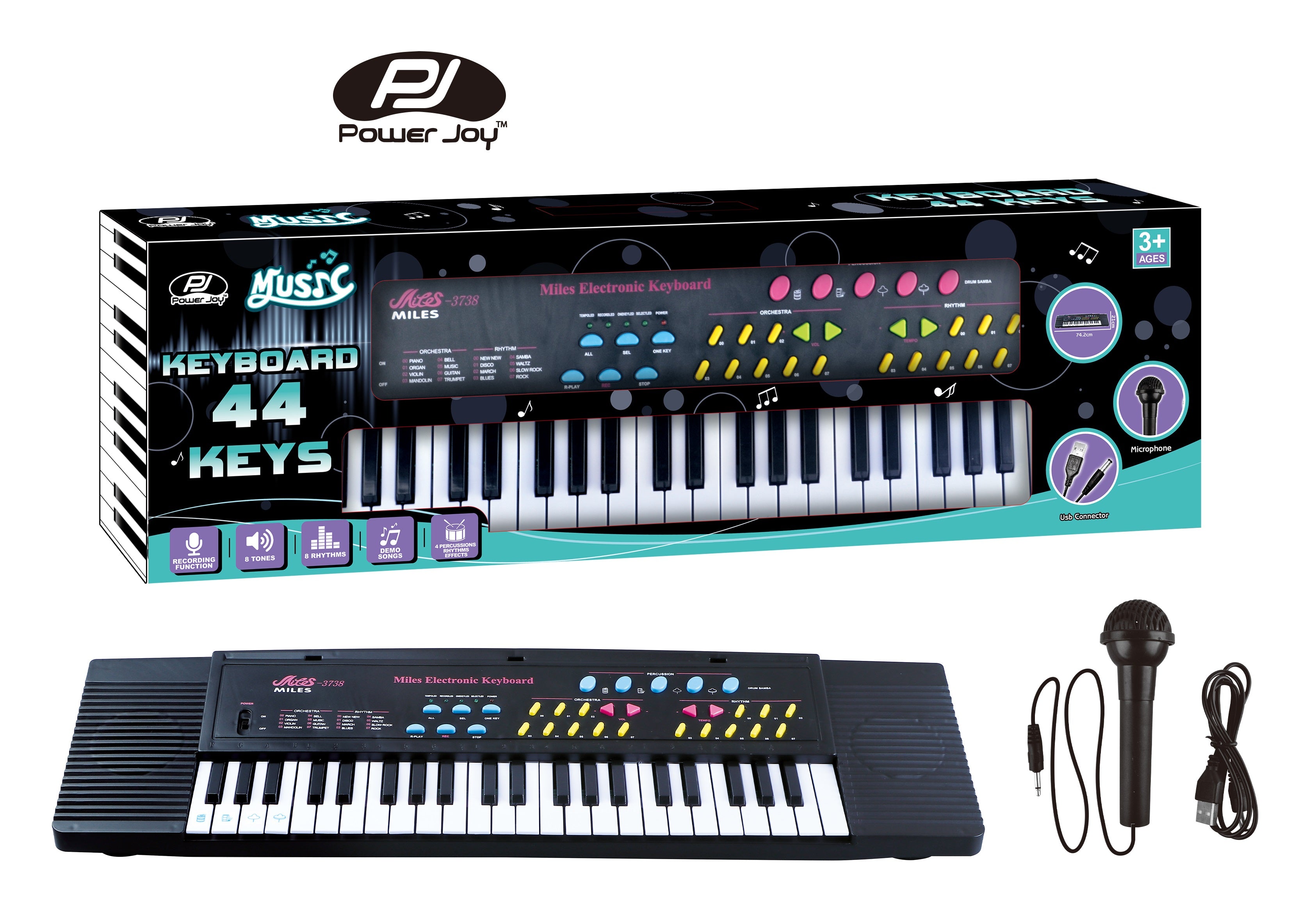 Power Joy Power Joy Music Keyboard 44 Keys with Microphone – The ...